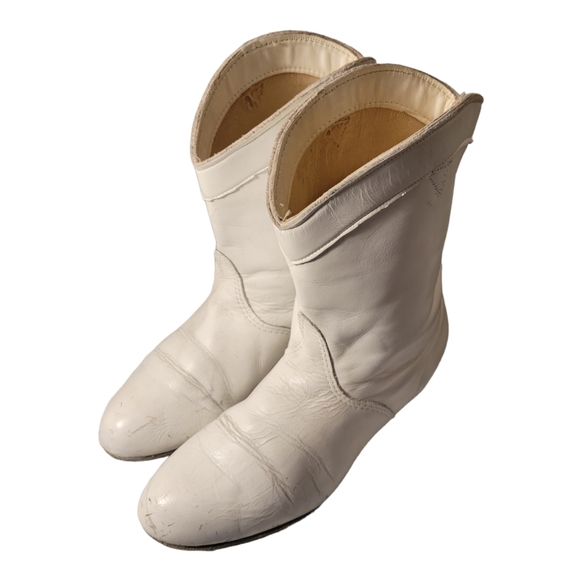 Shoes | 7s80s White Leather Majorette Band Uniform Bootsshort Western ...